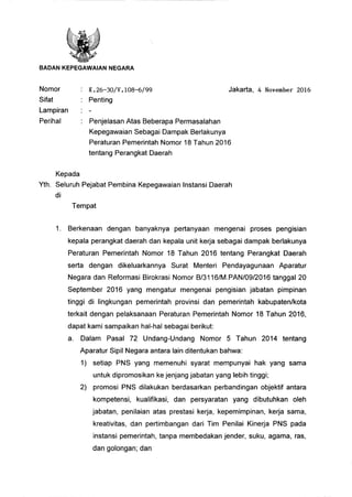 Surat kepala-bkn-nomor-k.26-30-v.108-6-99-penjelasan-permasalahan-kepegawaian-sebagai-dampak ...