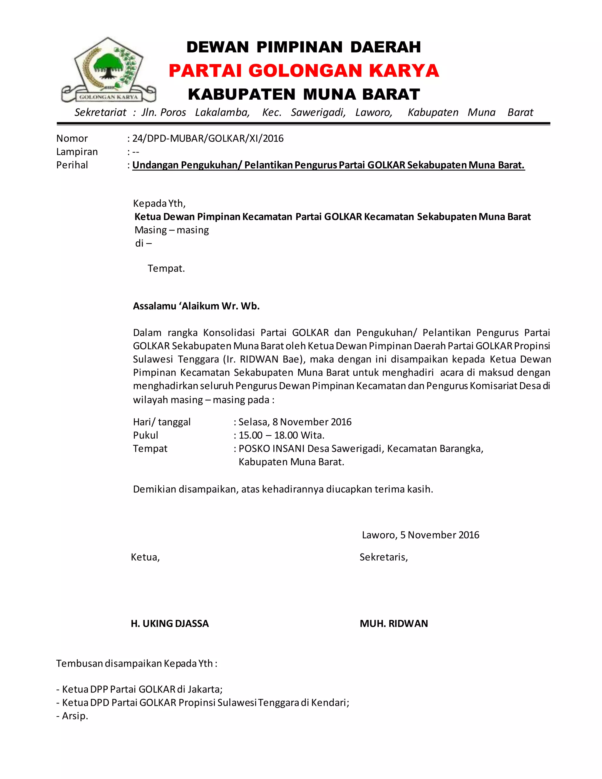Surat surat golkar mubar | DOCX
