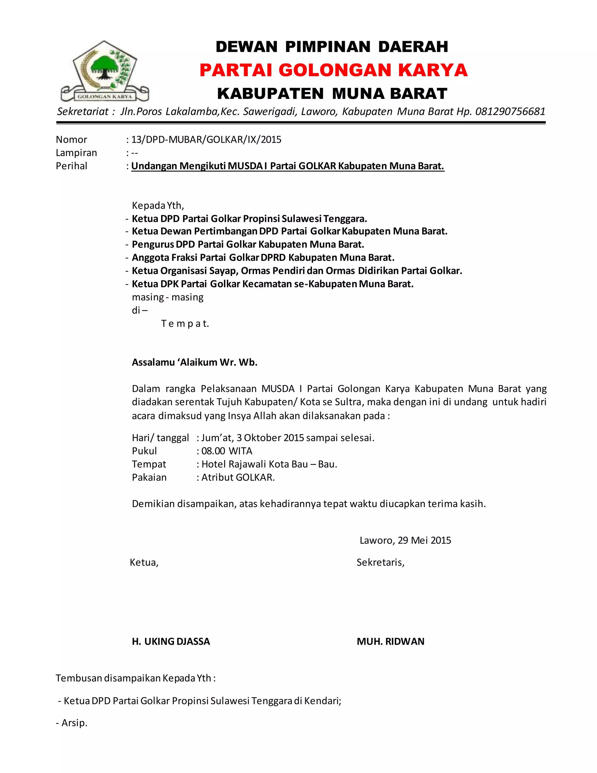 Surat surat golkar mubar | DOCX