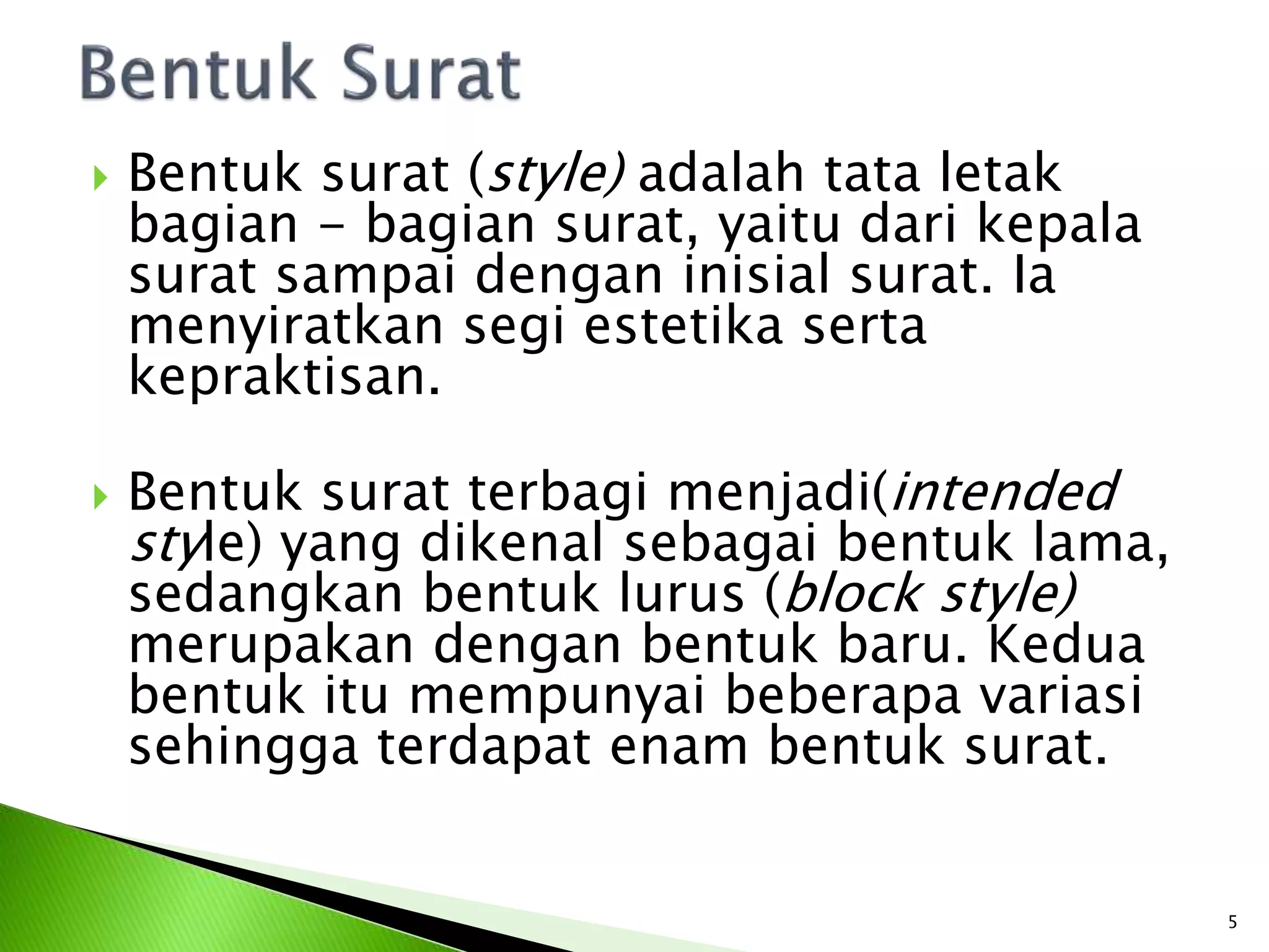 Surat dalam Bahasa Indonesia | PPTX