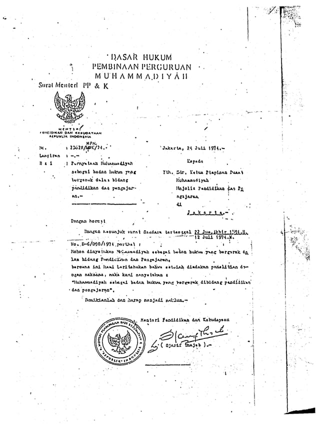 Surat badan hukum muhammadiyah | PDF