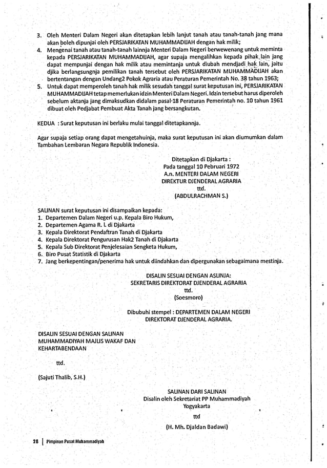 Surat badan hukum muhammadiyah | PDF