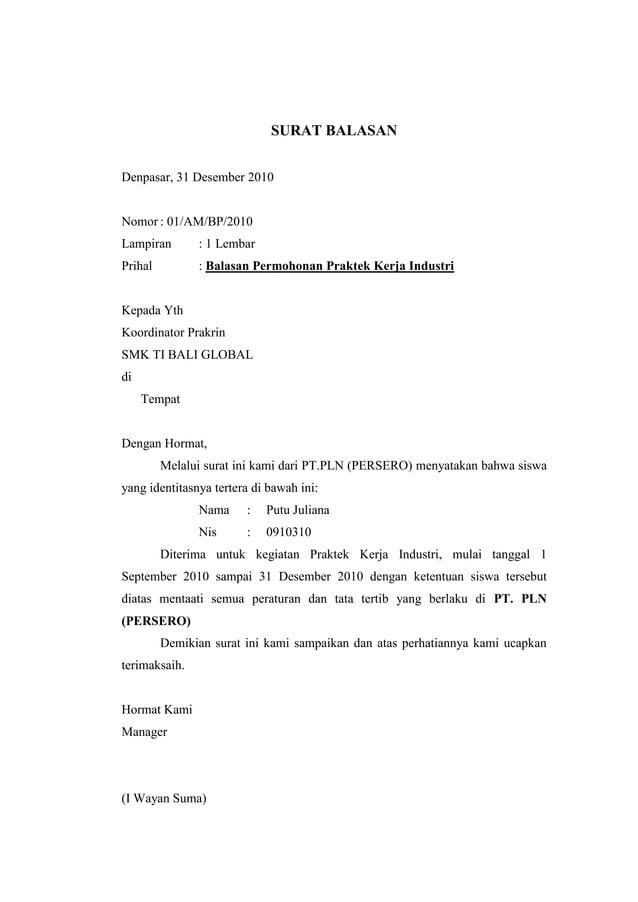 Surat balasan | DOCX
