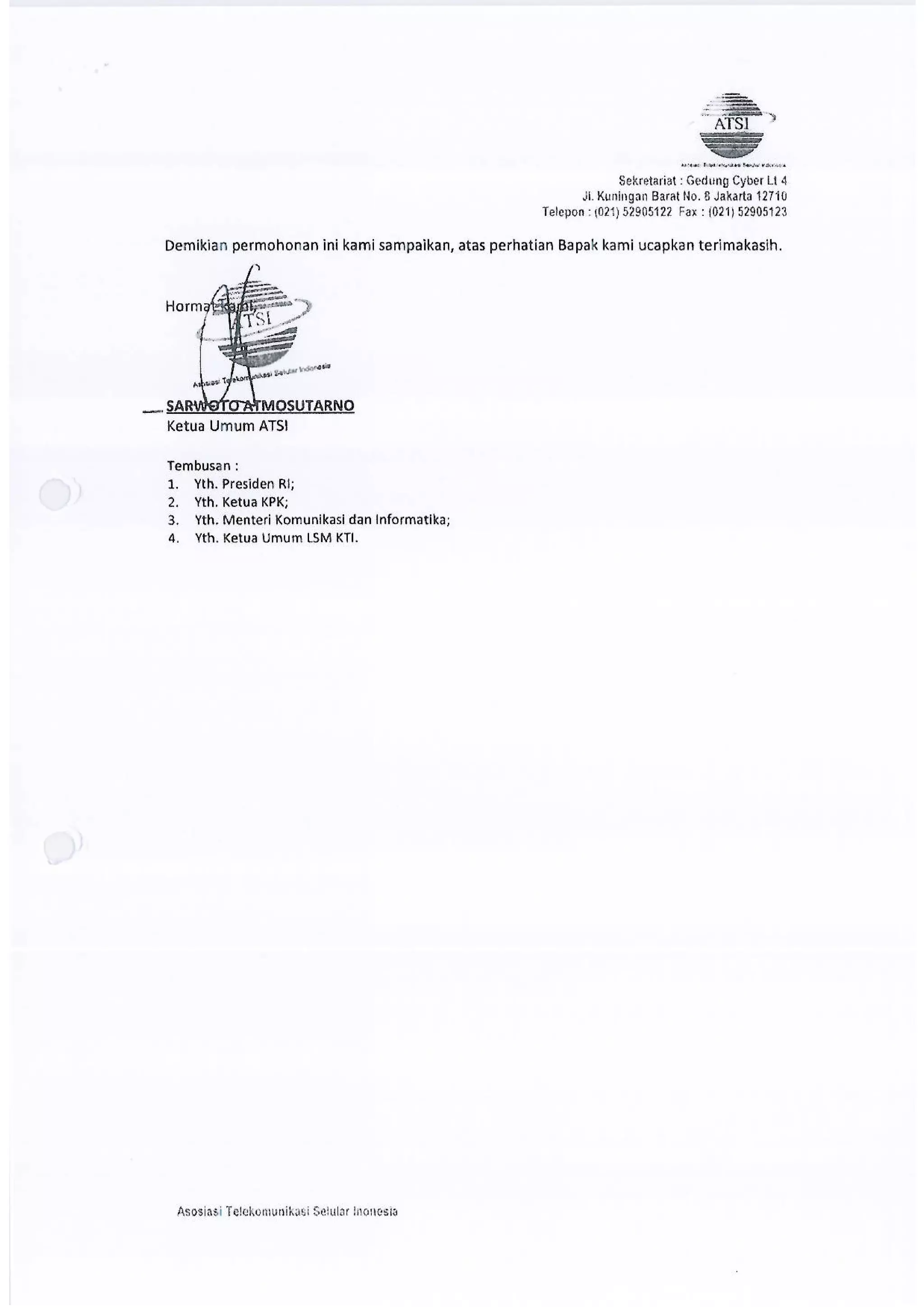 Surat dari atsi permohonan perlindungan hukum feb 12 | PDF