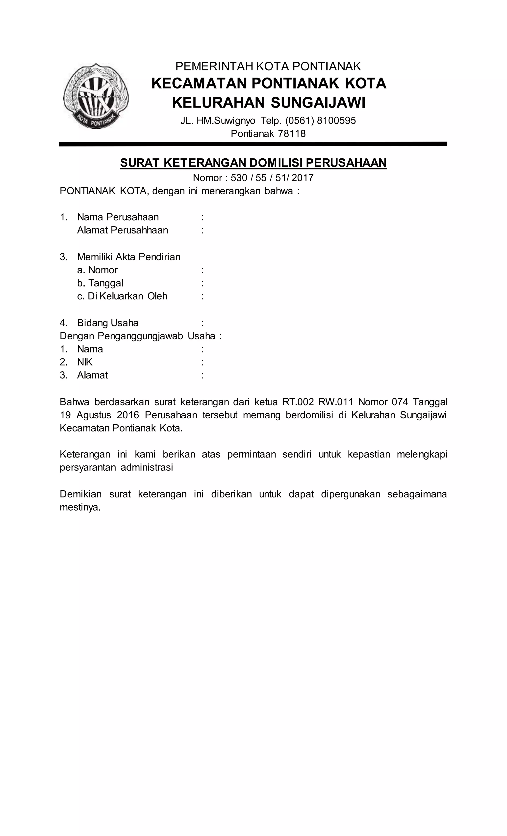 Surat domisili | DOCX