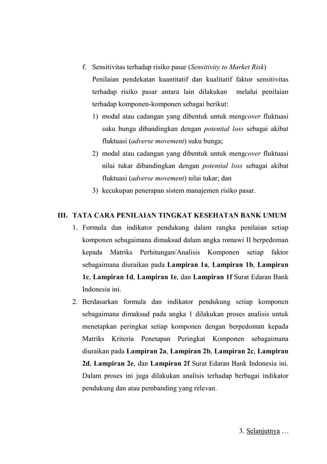 Surat Edaran BI Tentang Penilaian TKB dengan CAMEL 2004 | PDF