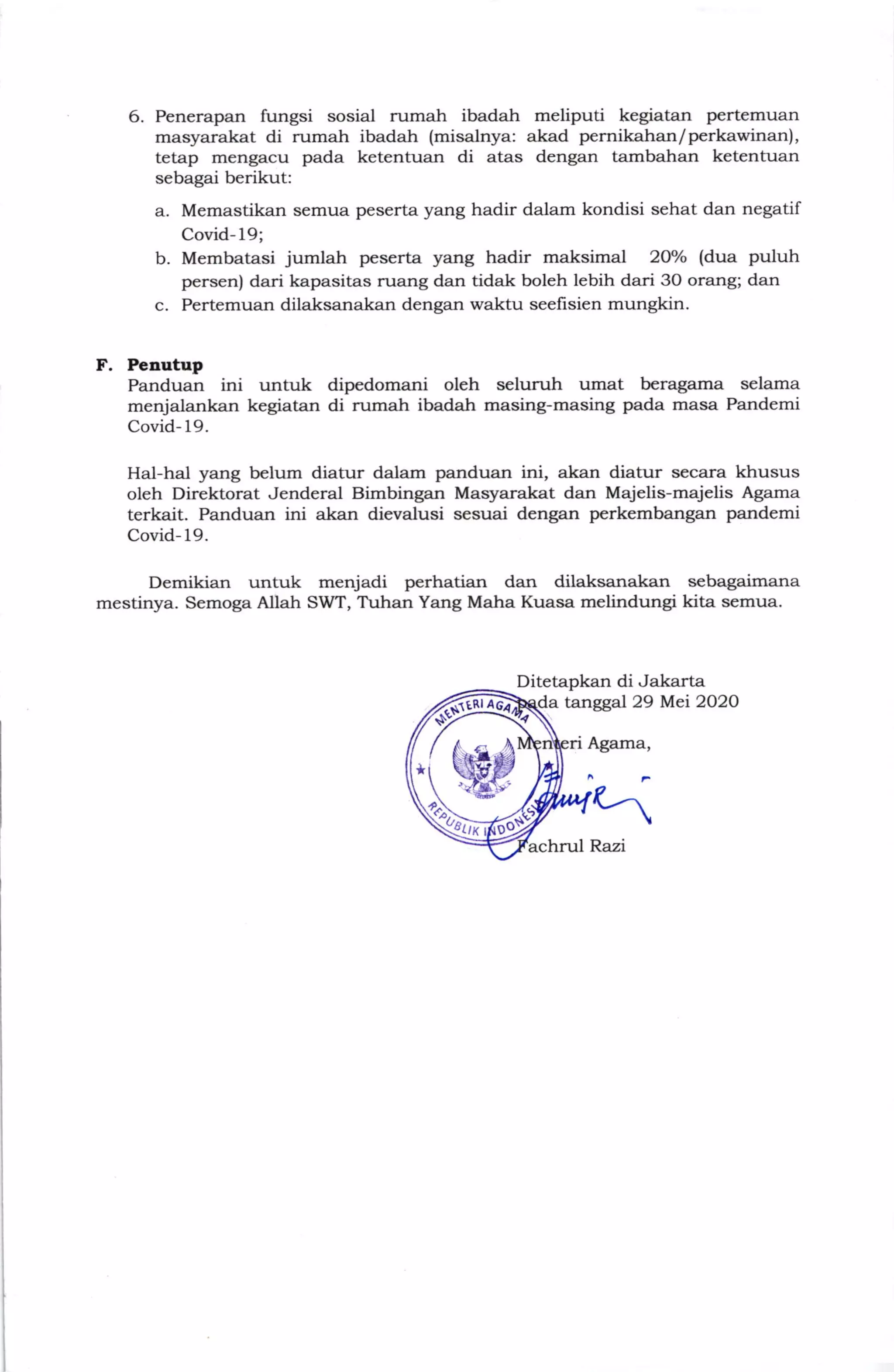 Surat Edaran Menteri Agama Nomor 15 Tahun 2020 | PDF