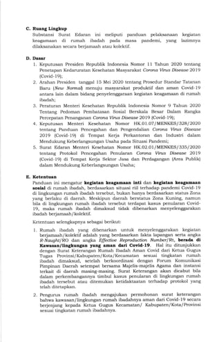 Surat Edaran Menteri Agama Nomor 15 Tahun 2020 | PDF