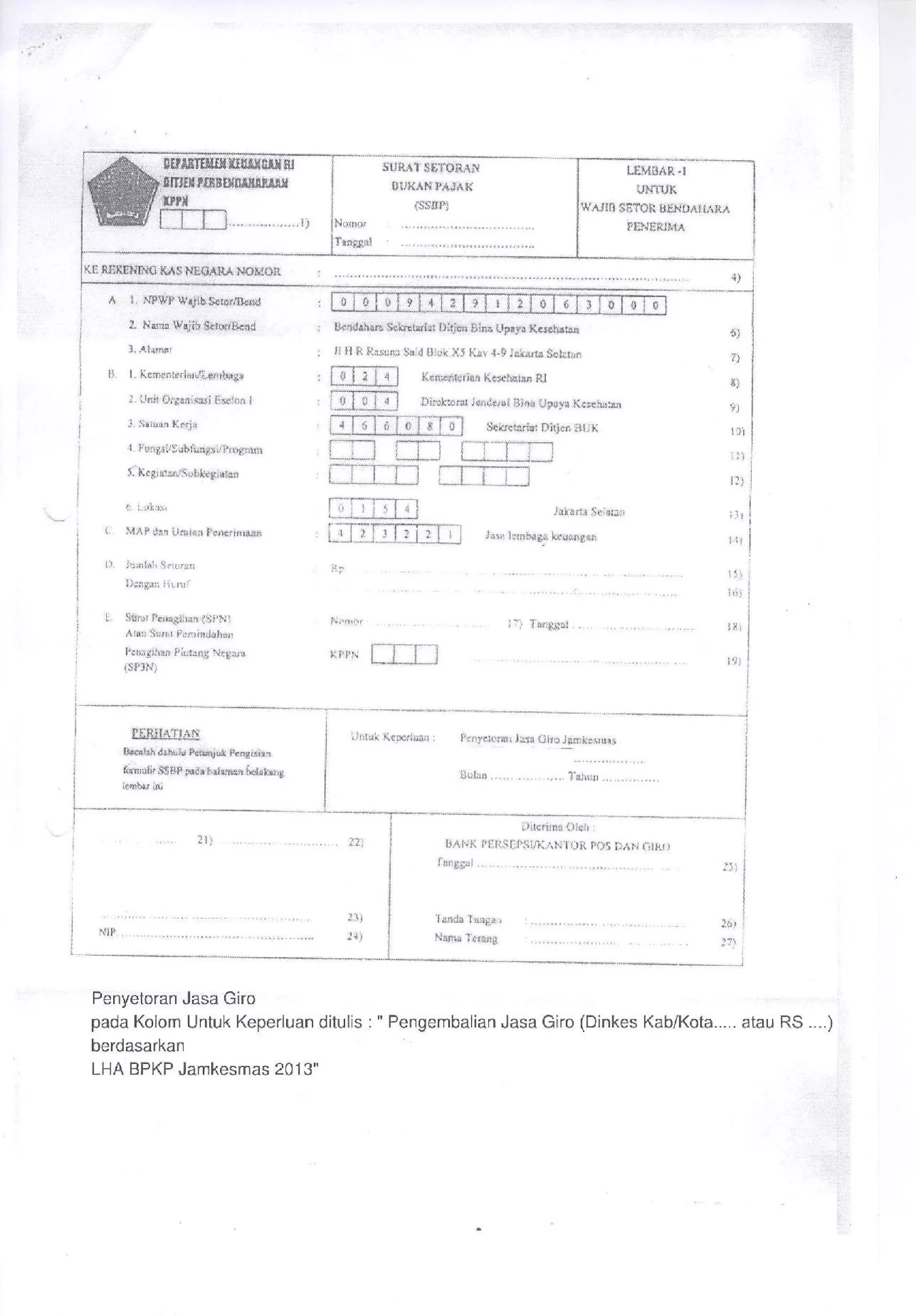 Surat edaran pengembalian sisa dana jamkesmas 2013 | PDF