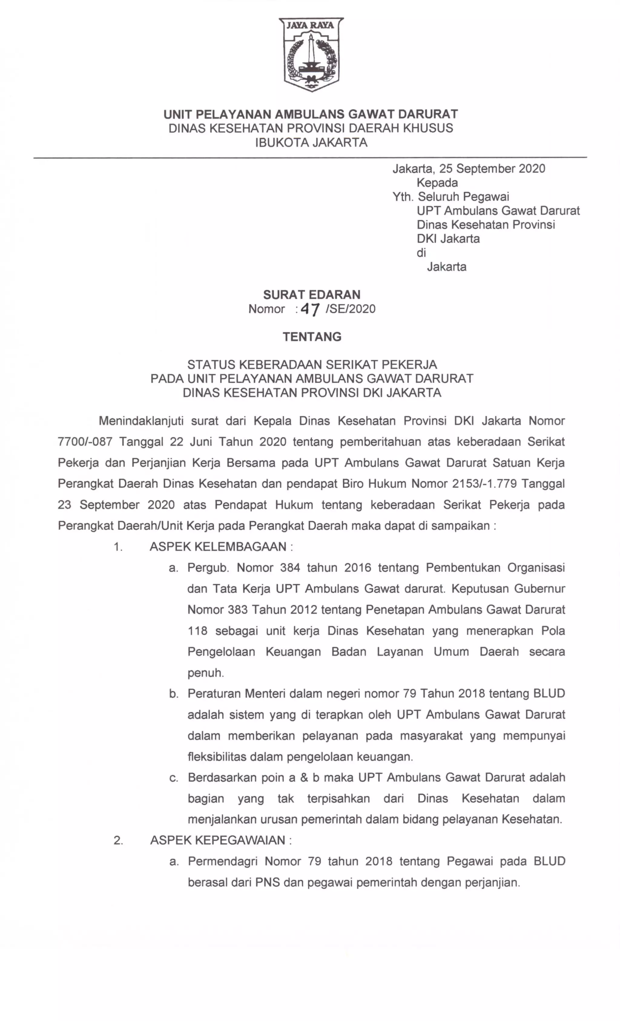 Surat Edaran Nomor 47/SE/2020 | PDF