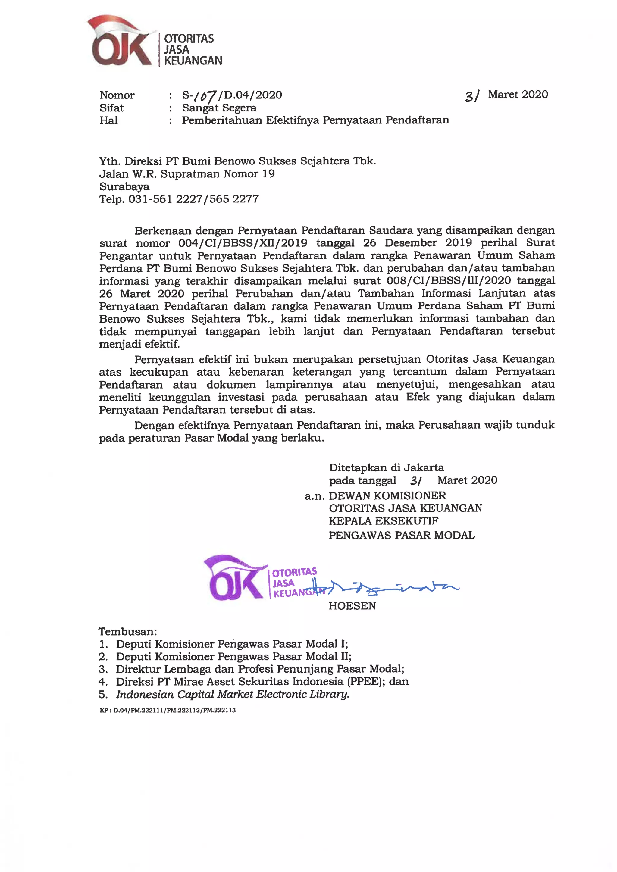 Surat efektif bbss Syariah | PDF