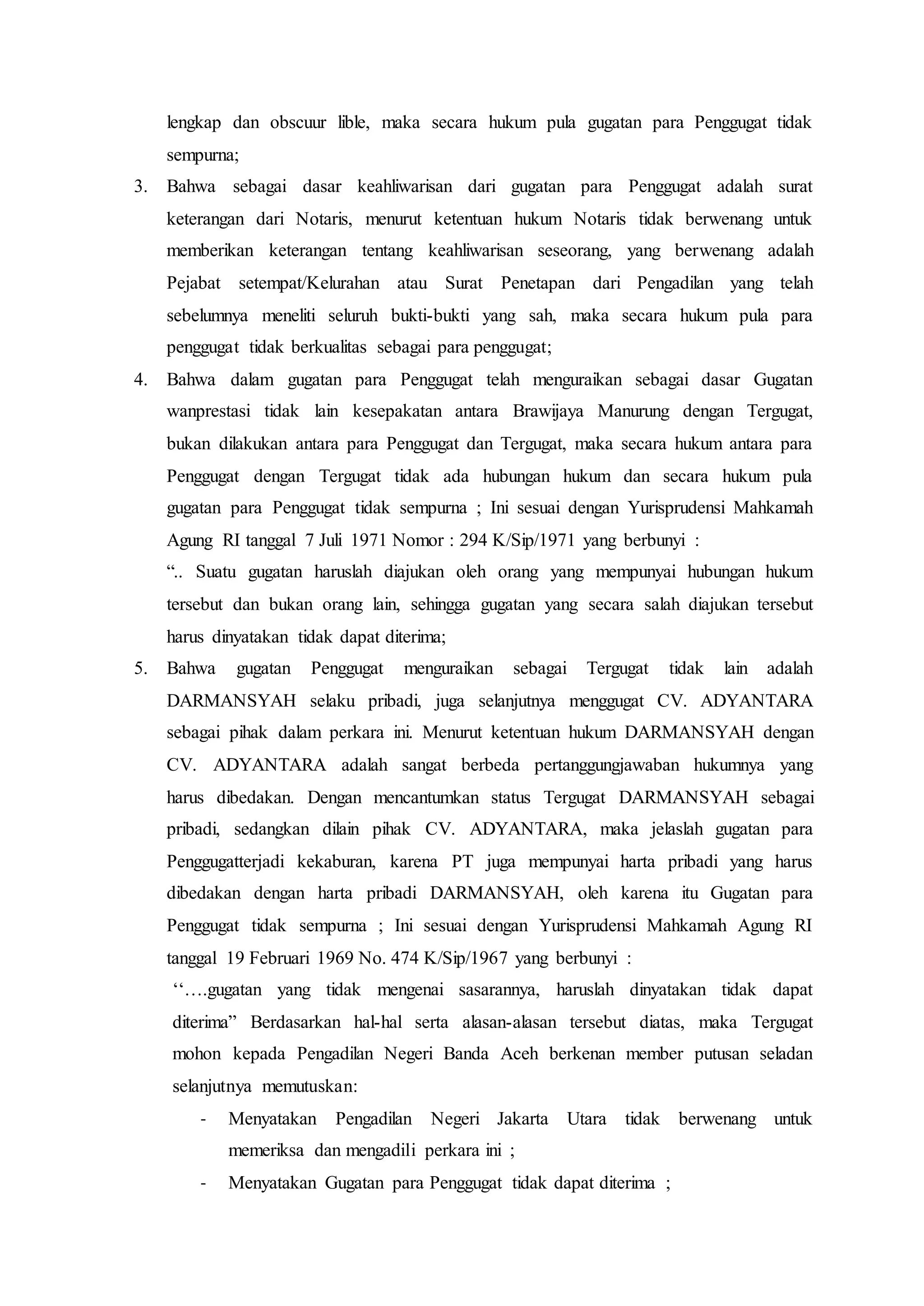 Surat gugatan perdata suhendri | DOCX