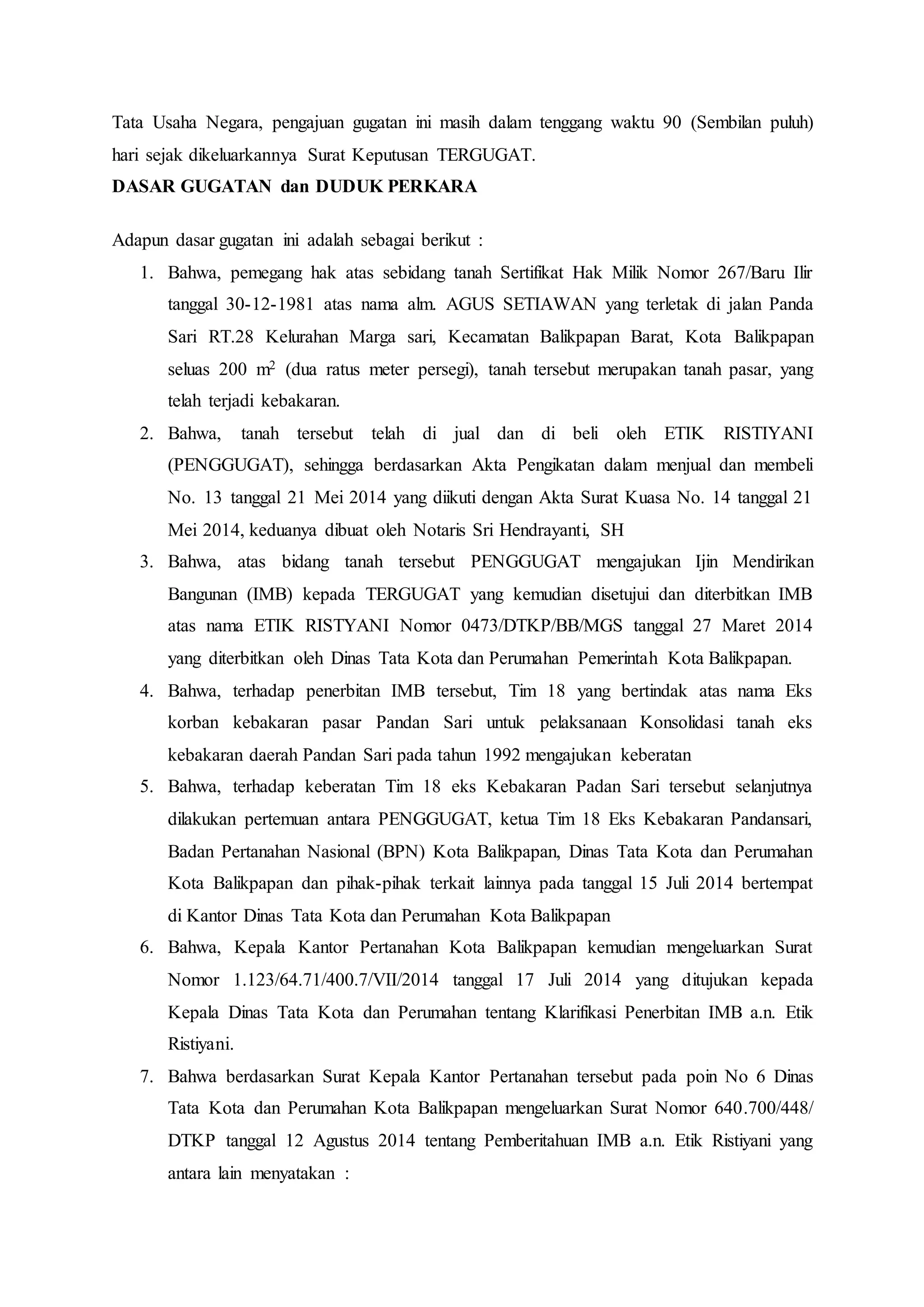 Surat gugatan tun | DOCX