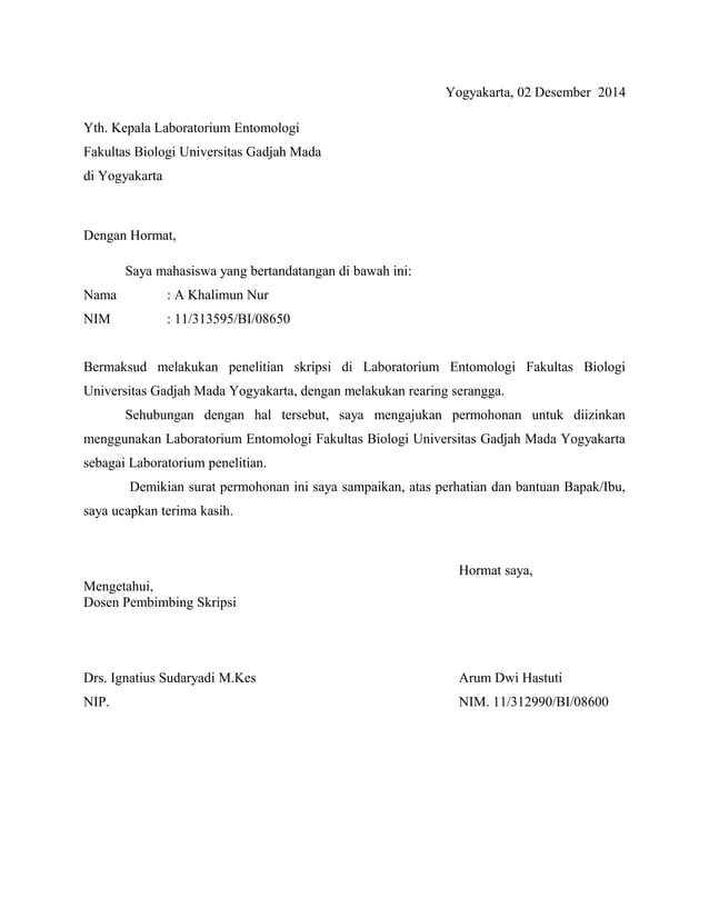 Surat ijin lab ento | PDF