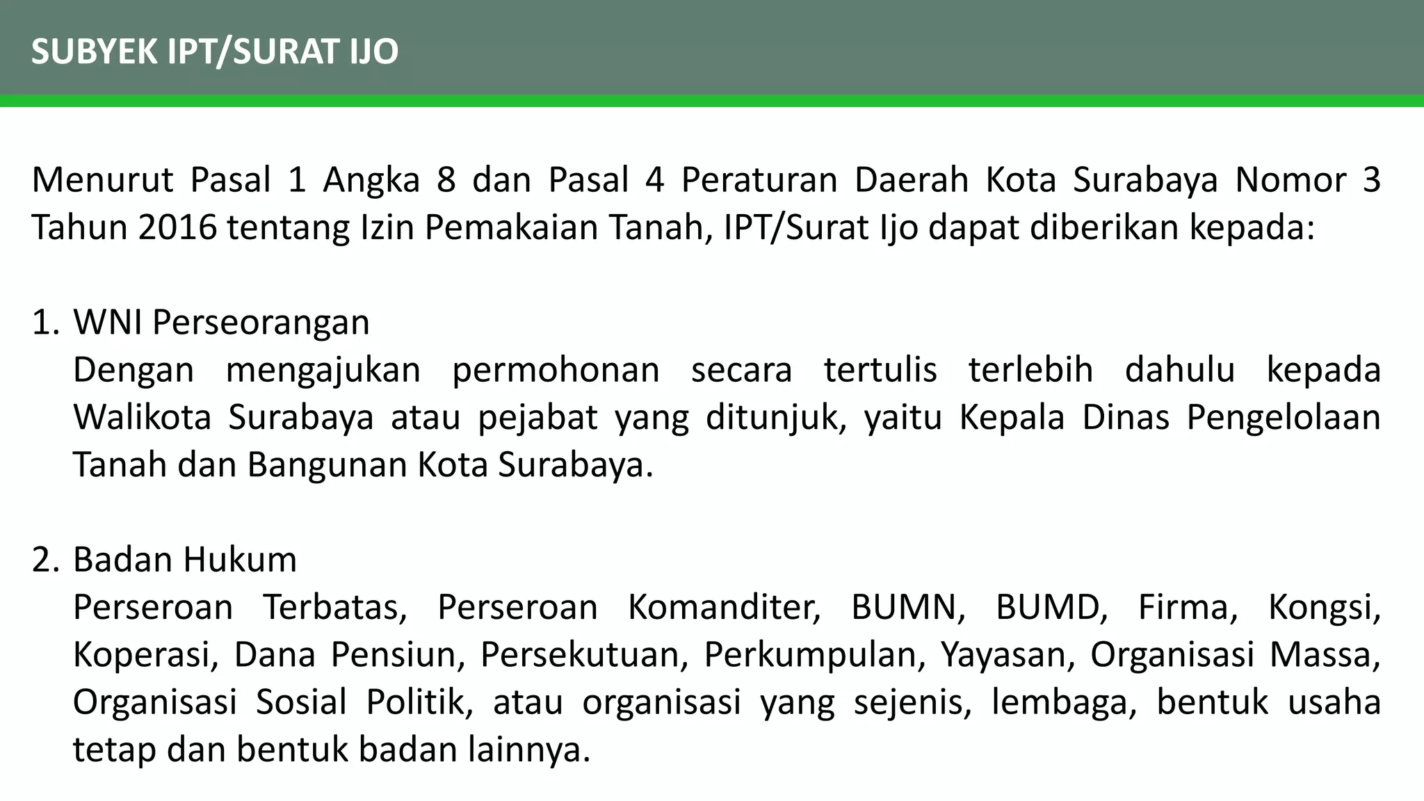 Izin Pemanfaatan Tanah / Surat ijo | PPTX