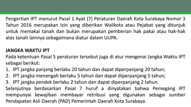 Izin Pemanfaatan Tanah / Surat ijo | PPT