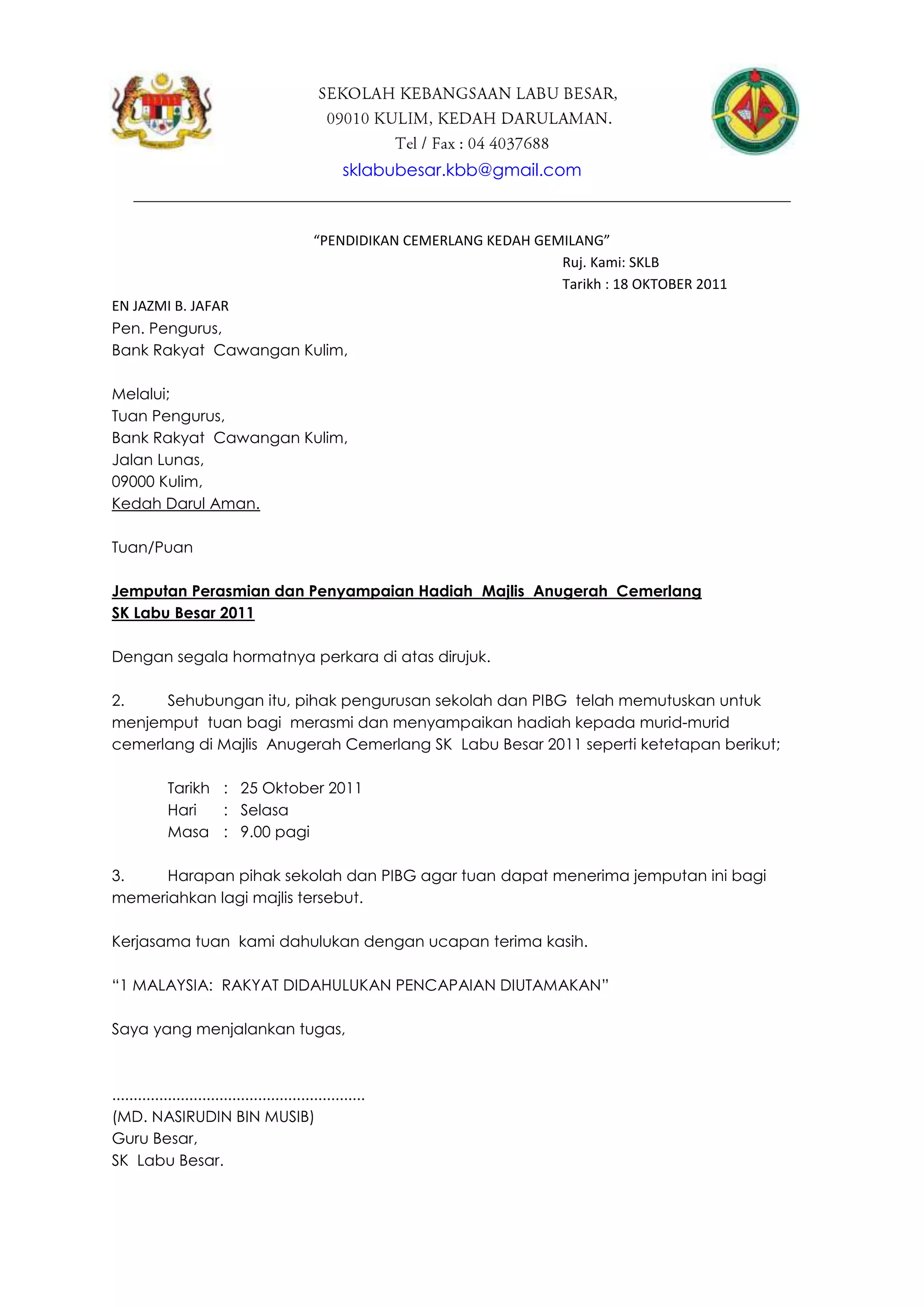 Surat jemp perasmian hac | PDF