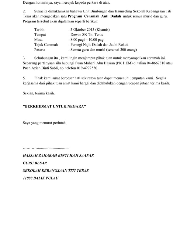 Surat jemputan ceramah | DOC