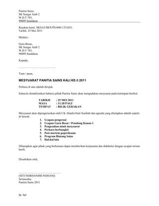 Surat jemputan mesyuarat sains | PDF