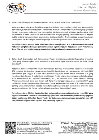 Surat Keberatan atas Tanggapan Permohonan Informasi Trust Positif | PDF