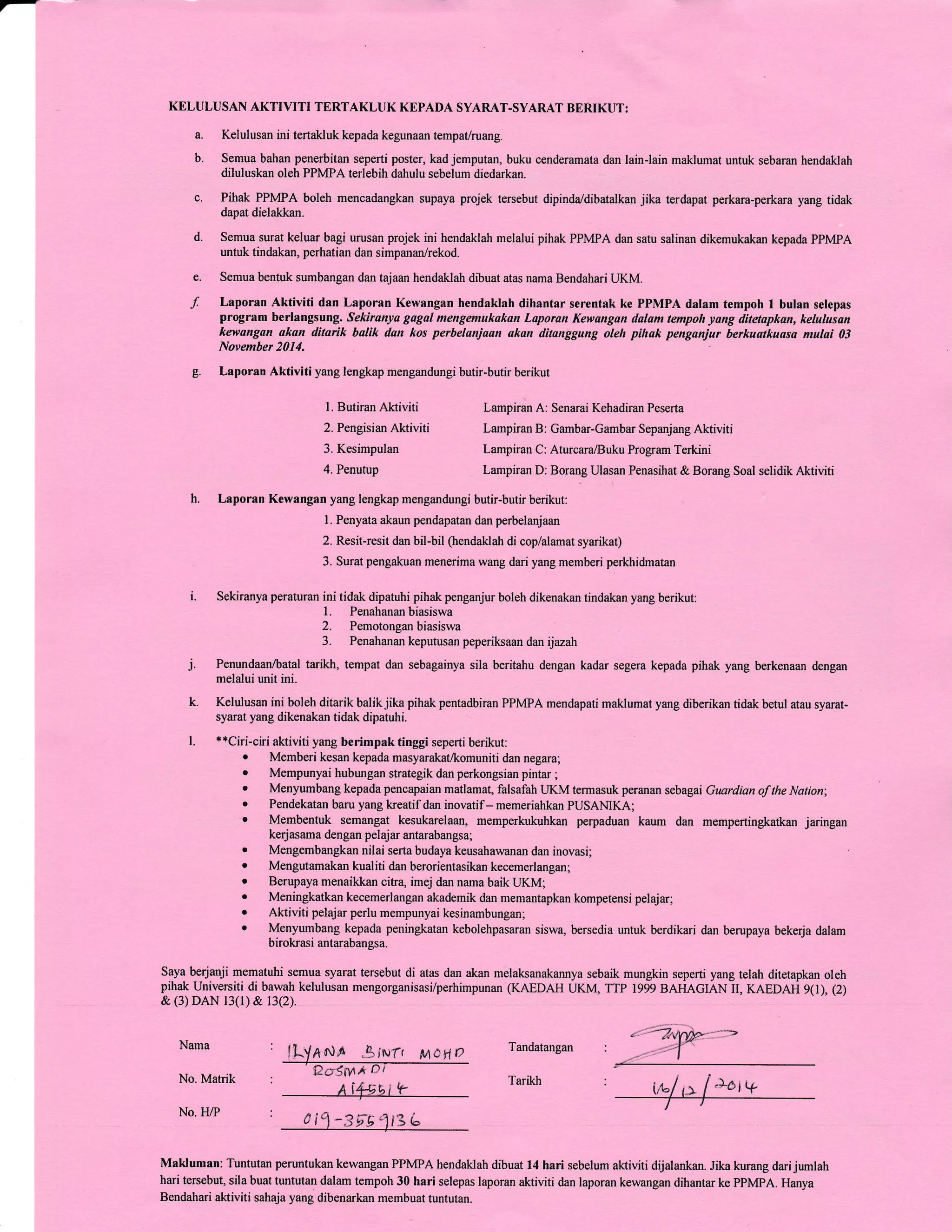 Surat kelulusan penganjuran program MPK3 | PDF