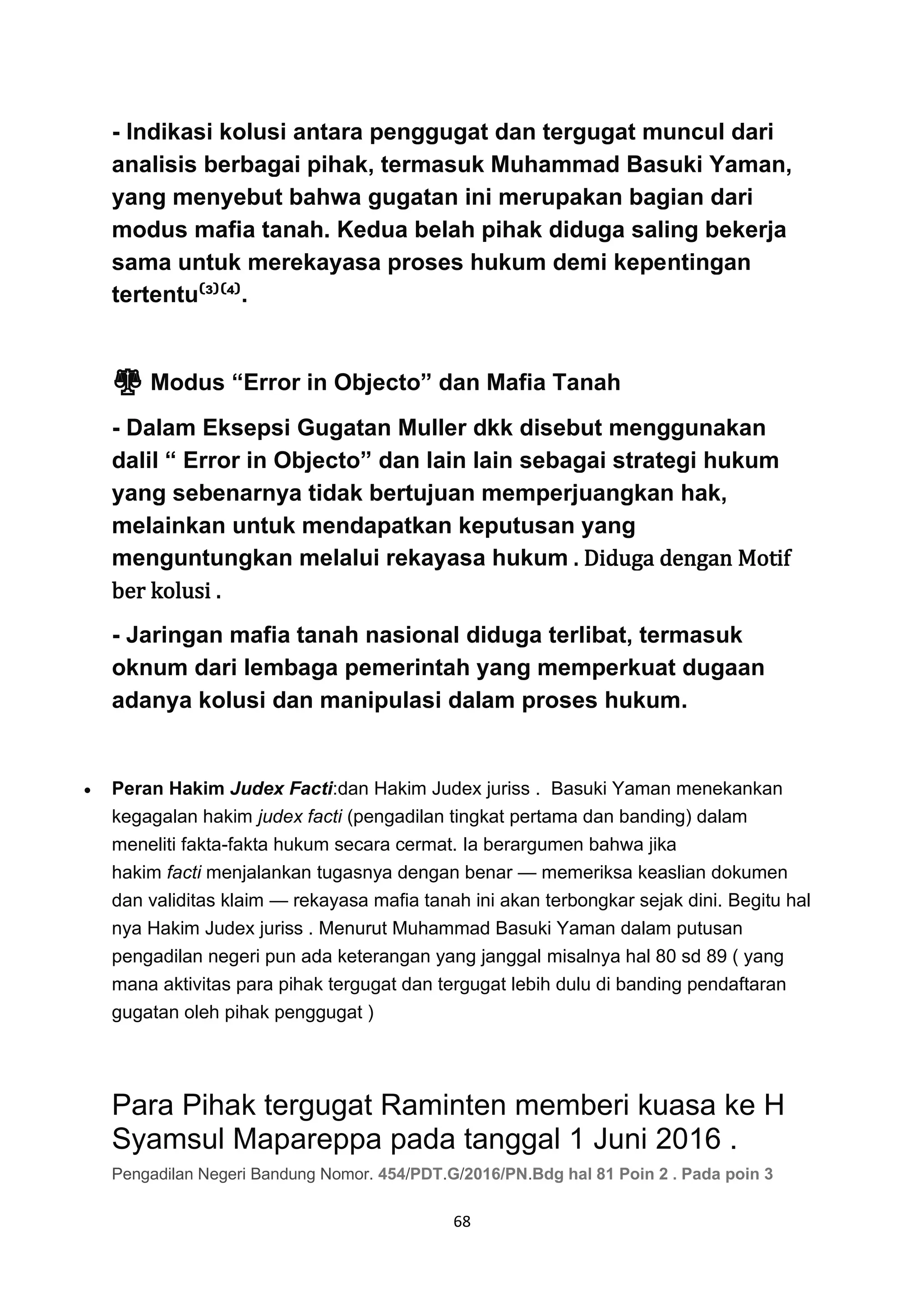 Surat kepada Ketua Pengadilan Negeri Bandung dari Muhammad Basuki Yaman terkait sengketa tanah ...