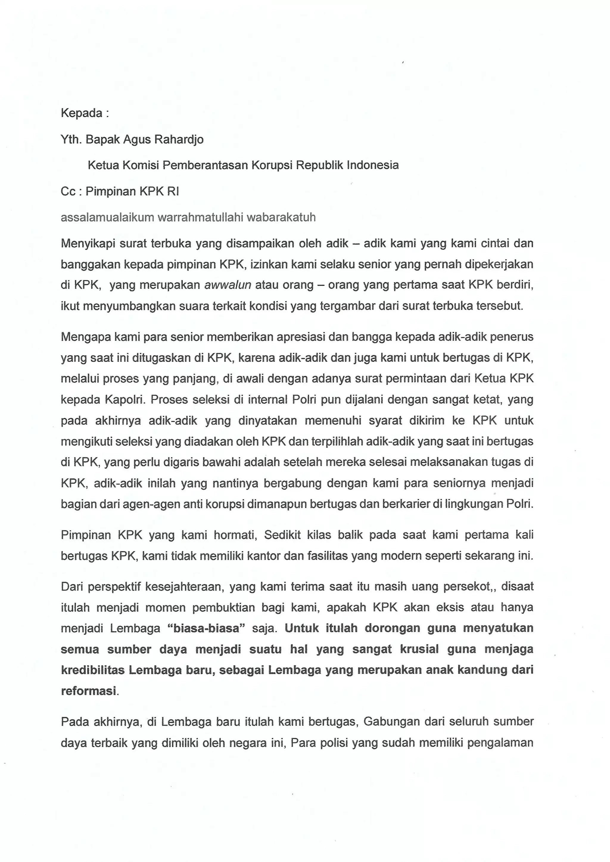 SURAT KEPADA PIMPINAN KPK | PDF