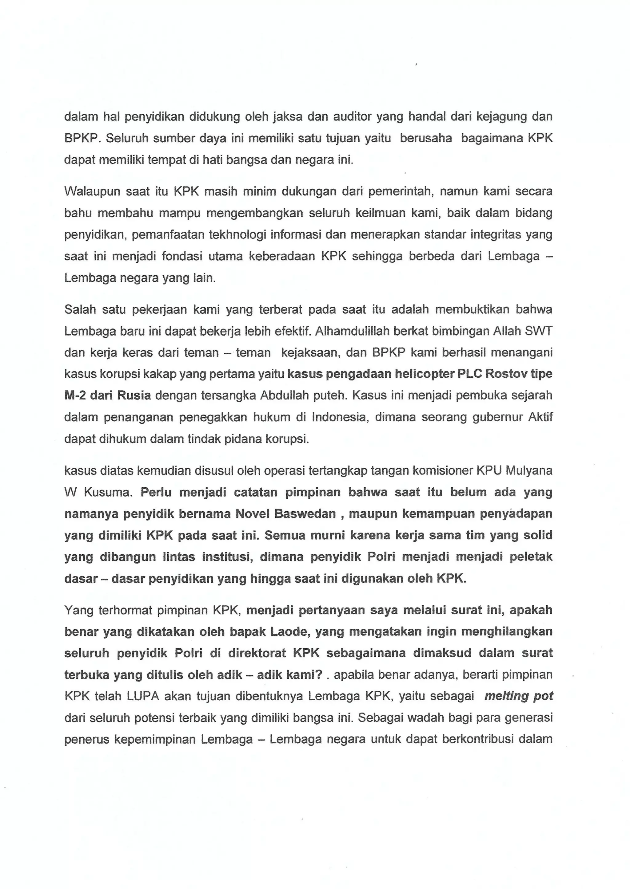 SURAT KEPADA PIMPINAN KPK | PDF