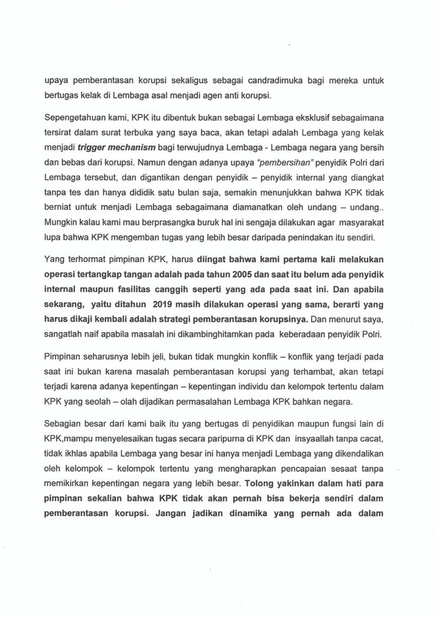 SURAT KEPADA PIMPINAN KPK | PDF