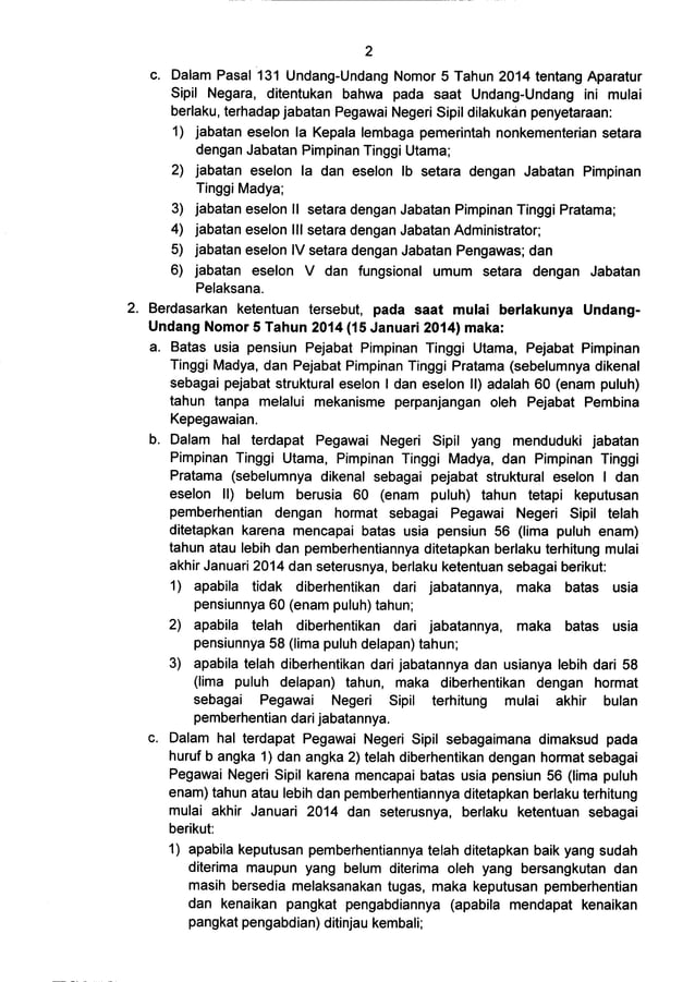 Surat kepala bkn nomor k.26 30 v.7-3 99 - batas usia pensiun pegawai negeri sipil | PDF