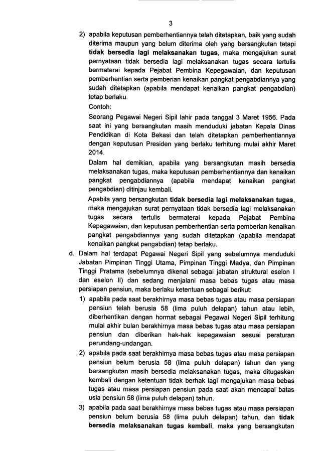 Surat kepala bkn nomor k.26 30 v.7-3 99 - batas usia pensiun pegawai negeri sipil | PDF