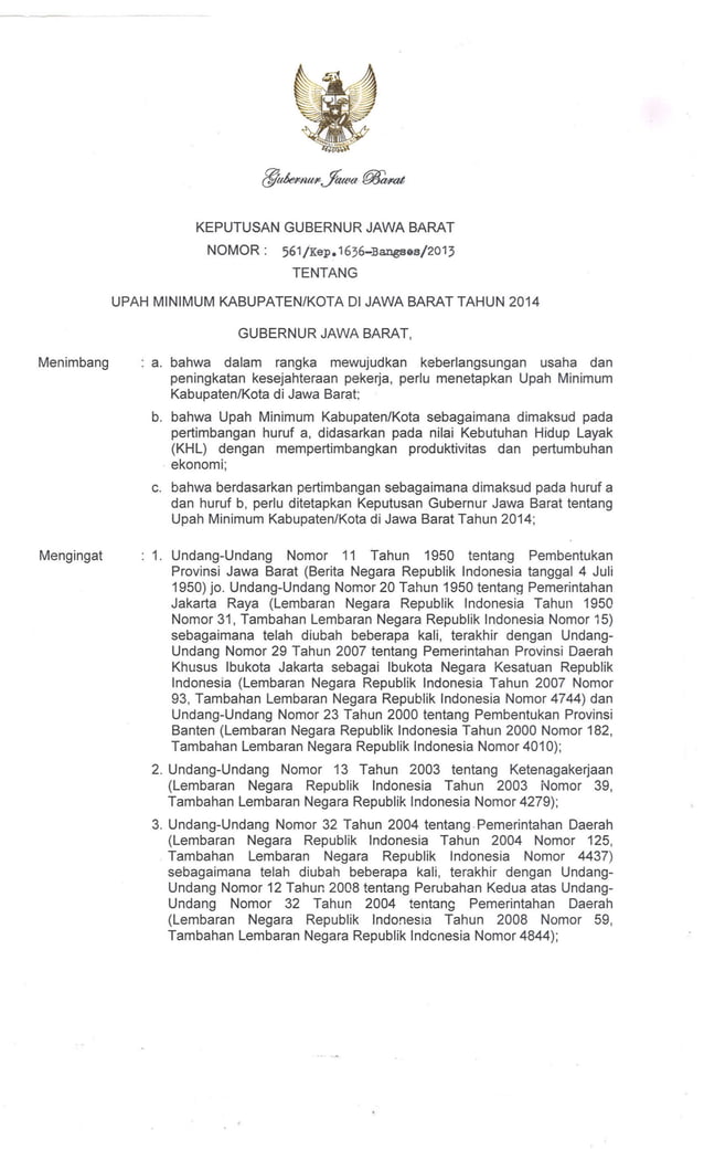 Surat keputusan gubernur jawa barat nomor 561 kep.1636 bangsos2014 | PDF