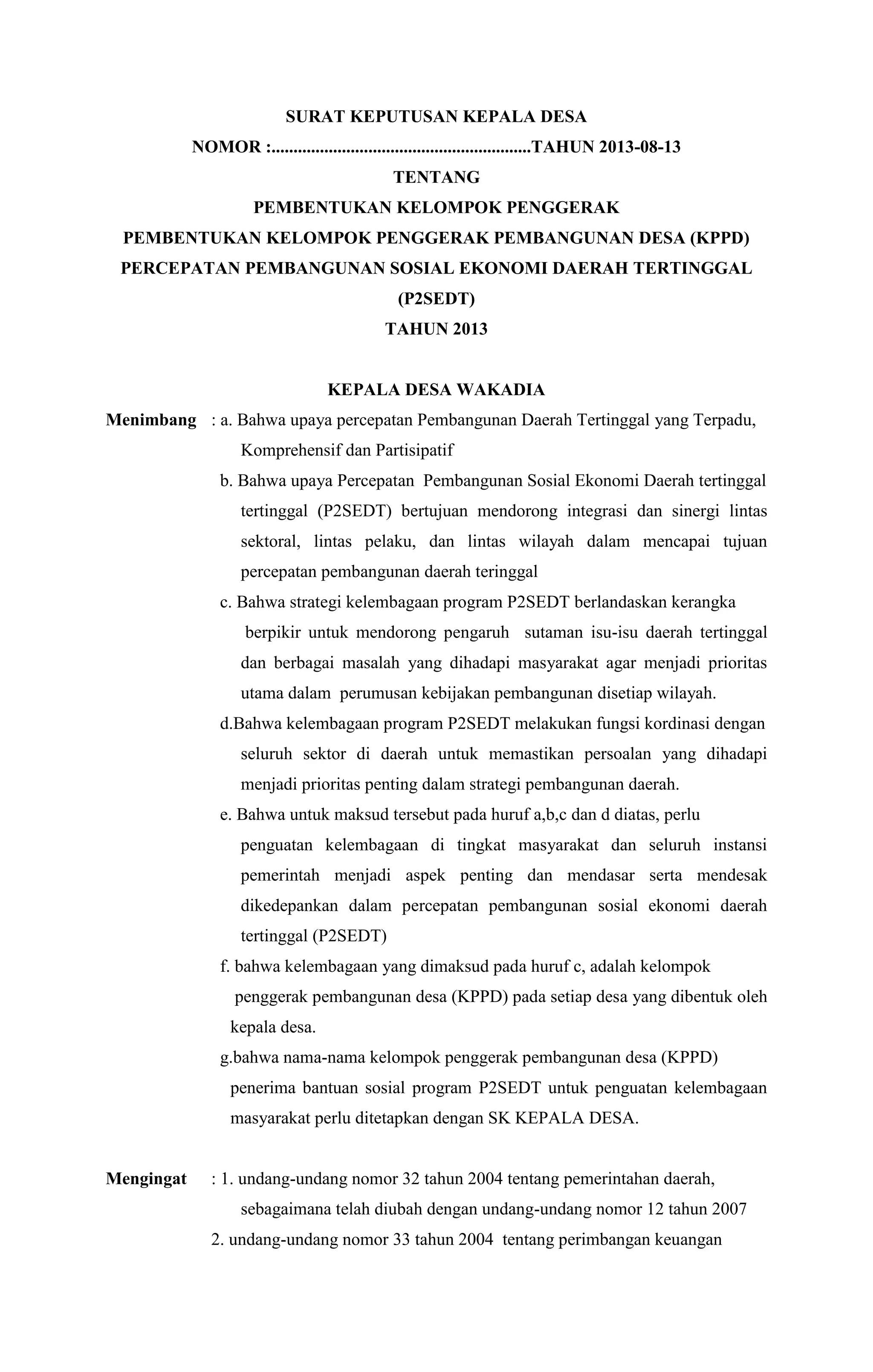 Surat keputusan kepala desa | PDF