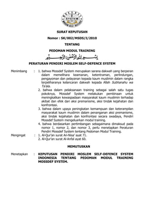 Surat Keputusan Modul Training Mossdef System | PDF