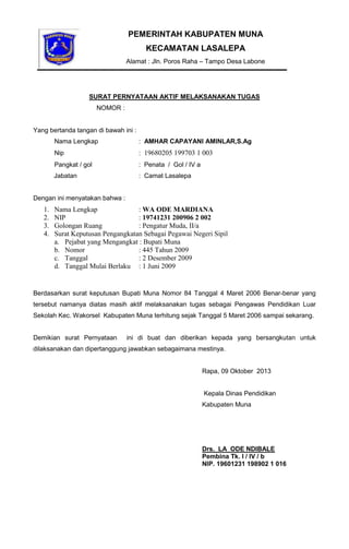 Surat keterangan aktif mengajar | DOCX