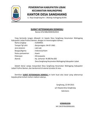 Surat keterangan domisili | PDF