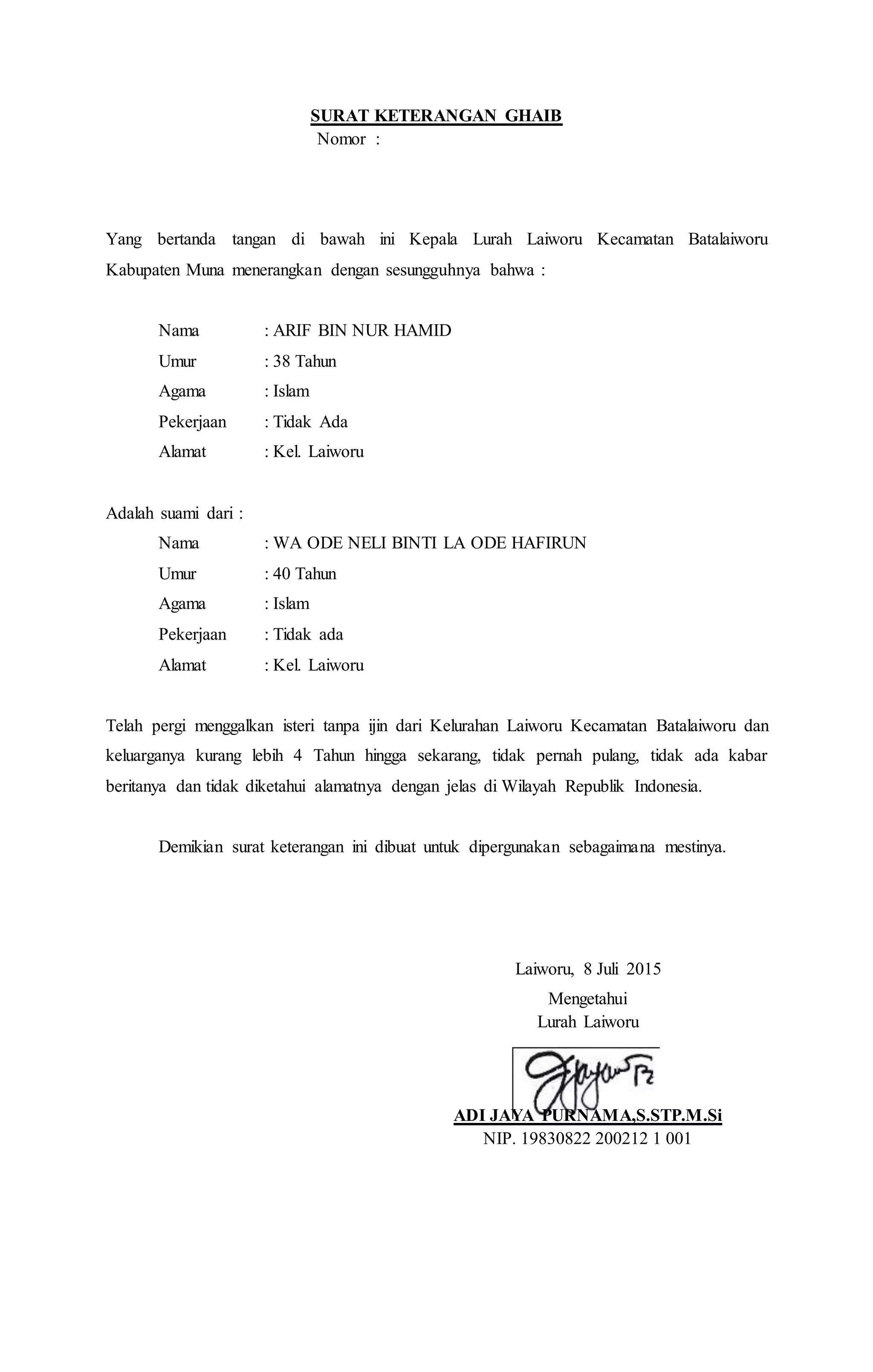 Surat keterangan ghaib | PDF