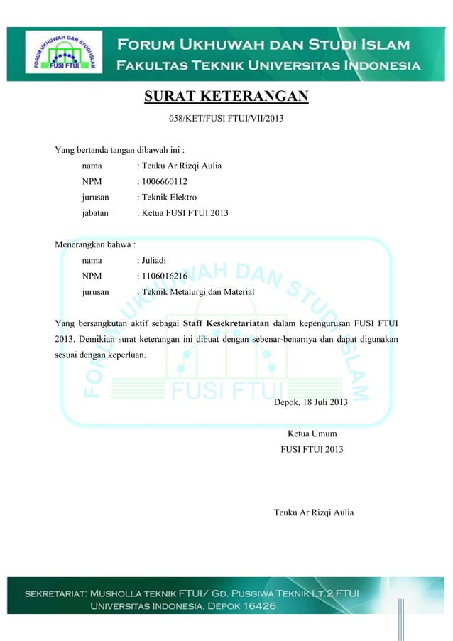Surat keterangan | PDF