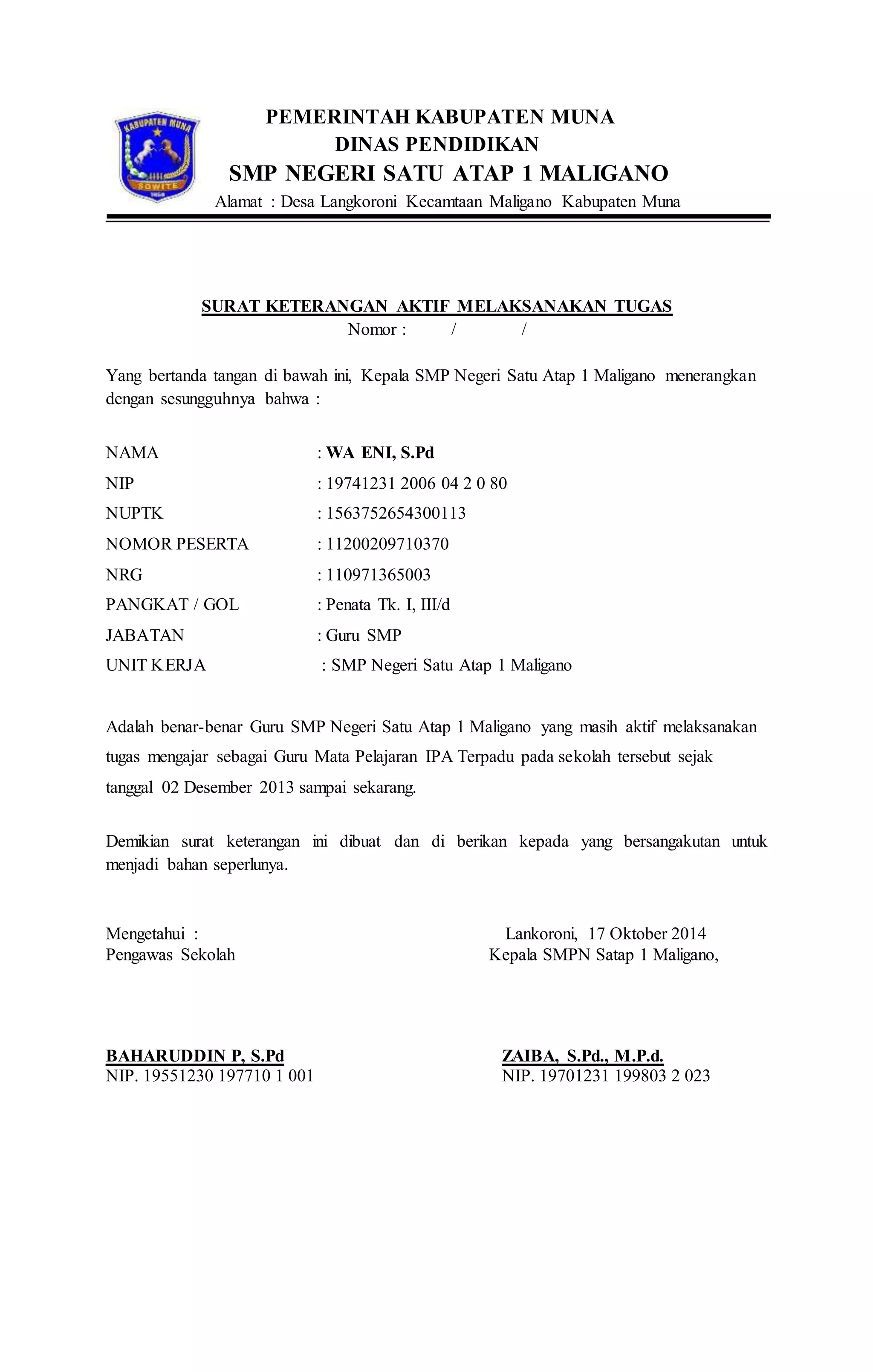Surat keterangan melaksanakan tugas (skmt) | DOCX
