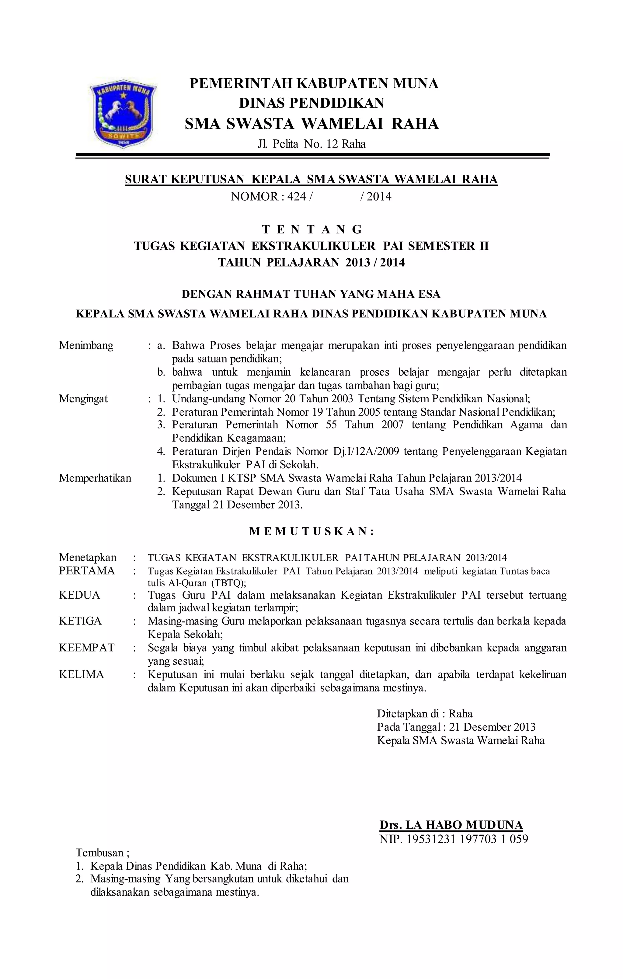 Surat keterangan melaksanakan tugas (skmt) | DOCX
