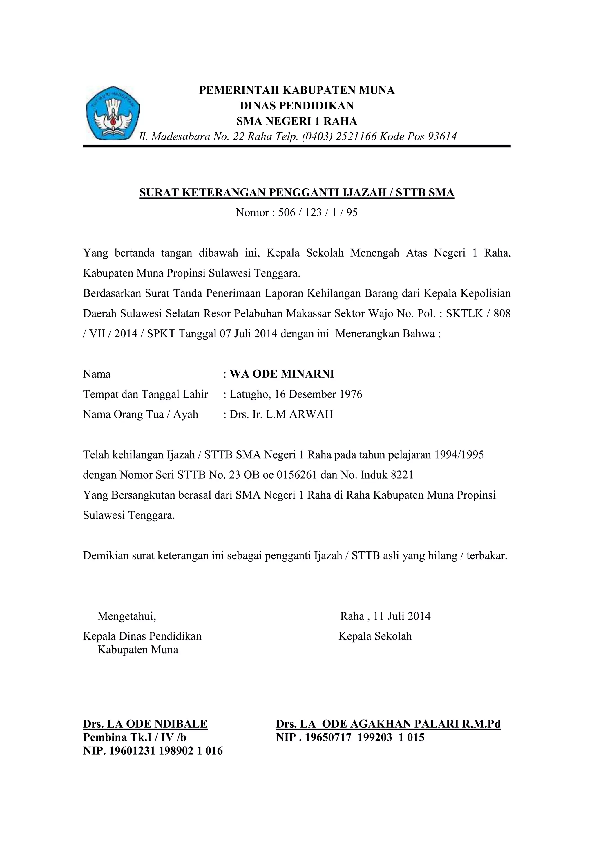 Surat keterangan pengganti ijazah | DOCX