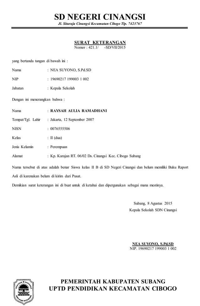 Surat keterangan pindah | DOCX