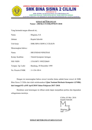 Surat keterangan un | DOC