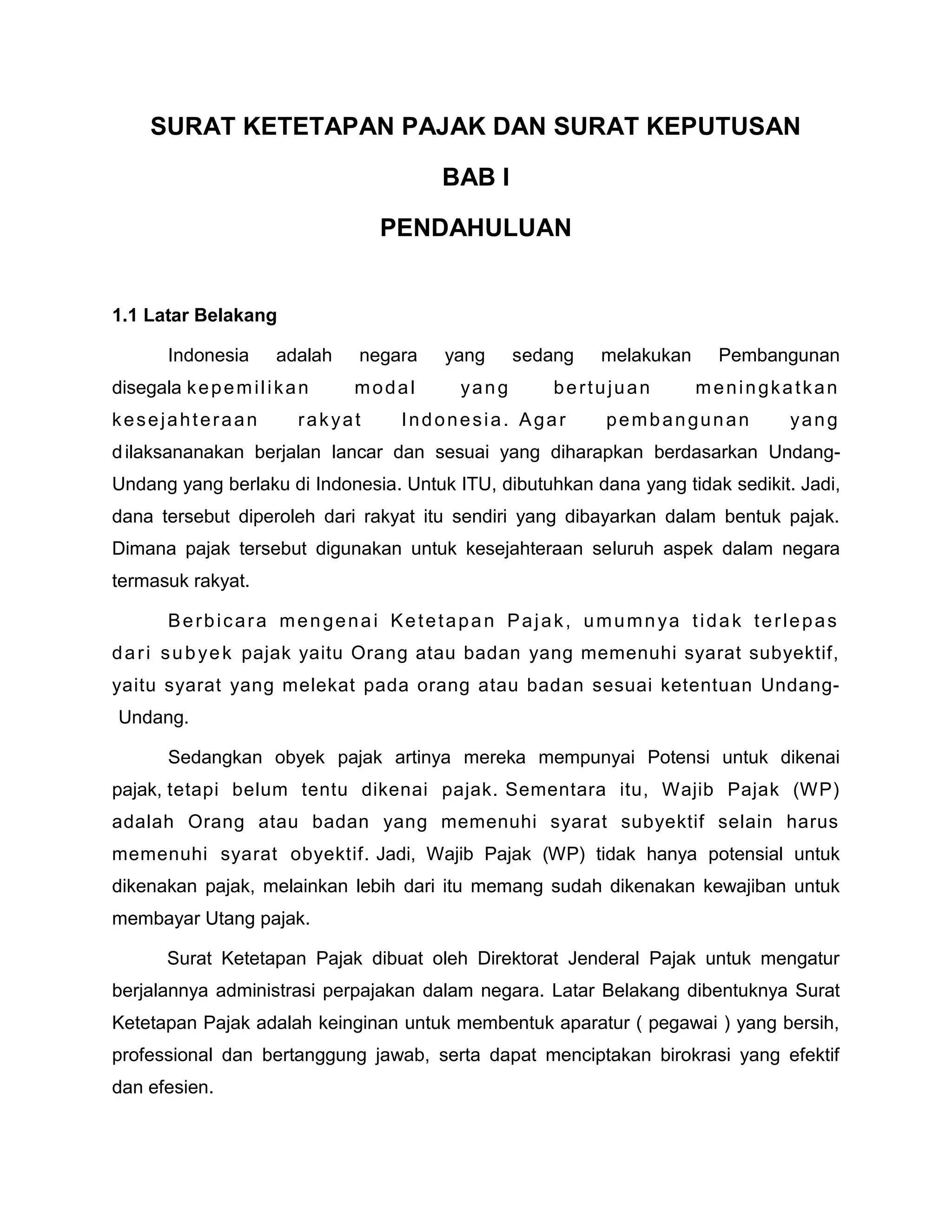 Surat ketetapan pajak dan surat keputusan paper riama | DOCX