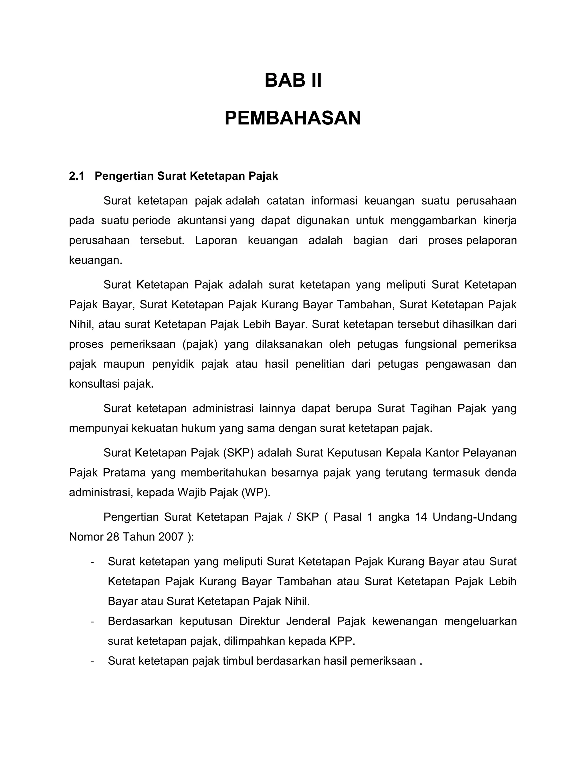 Surat ketetapan pajak dan surat keputusan paper riama | DOCX
