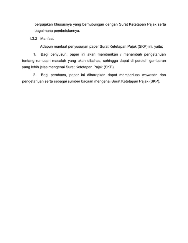 Surat ketetapan pajak dan surat keputusan paper riama | DOCX