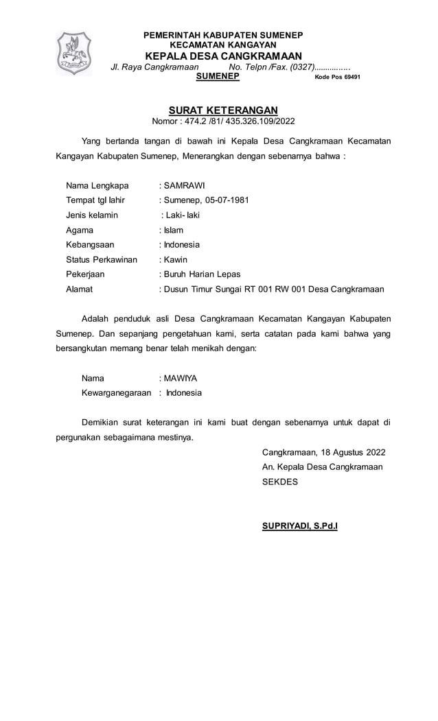 SURAT ket menikah.doc