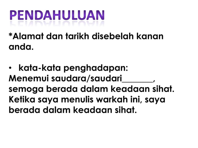 Surat kiriman tidak rasmi Tingkatan 1 | PPTX