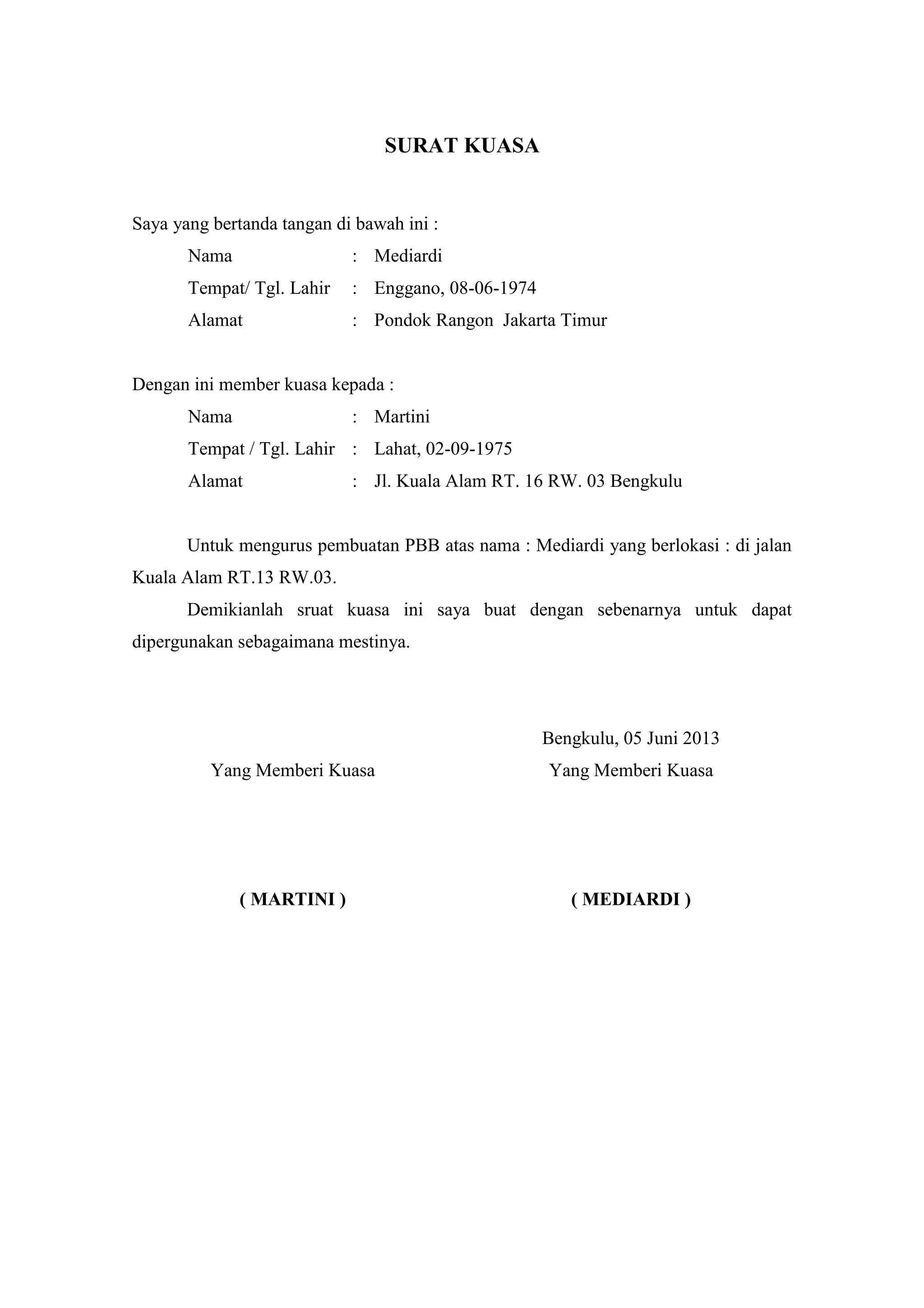 Surat kuasa | DOCX