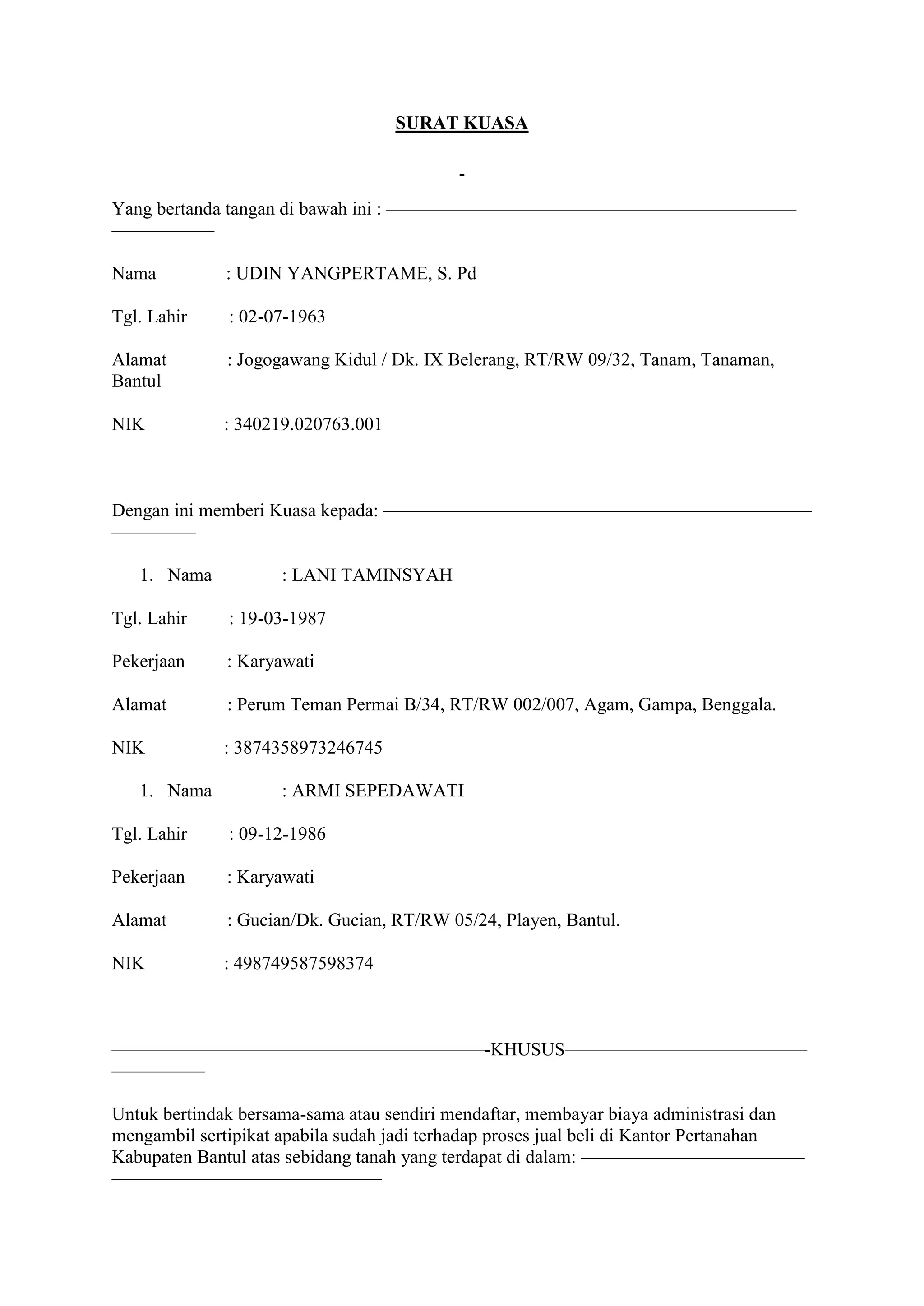 Surat kuasa | PDF